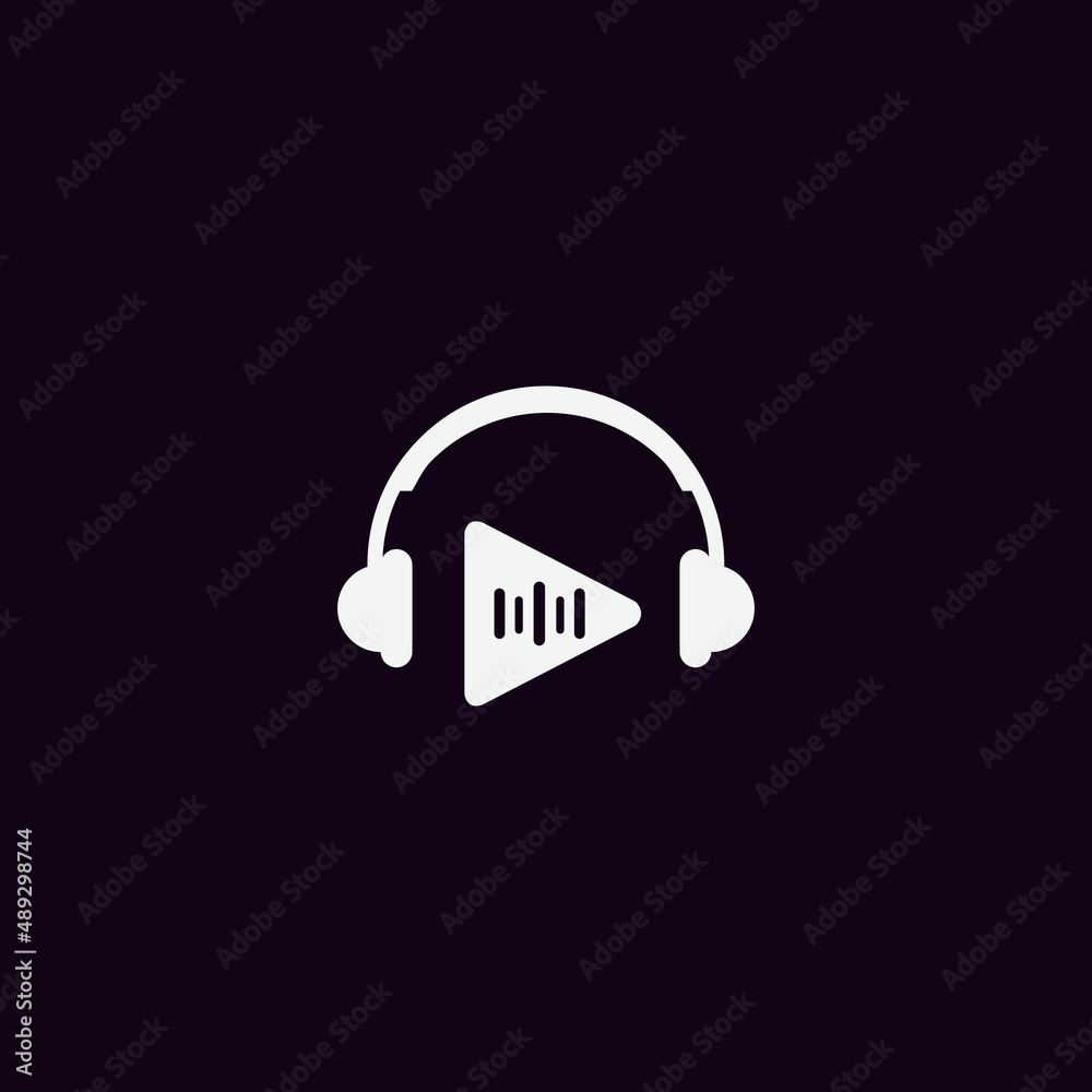 Play symbol and headphone logo. Vector illustration template design ...