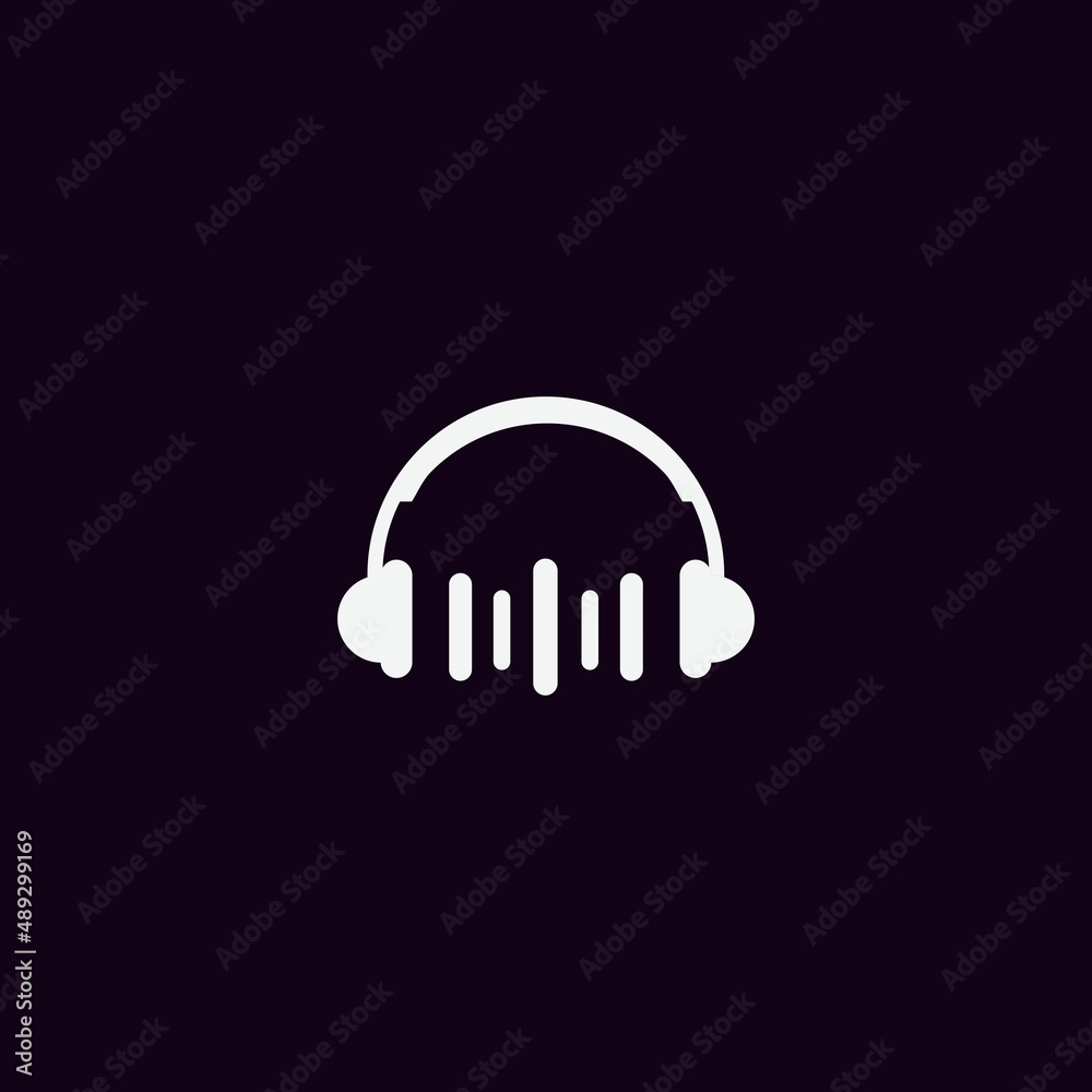 Sound wave logo design template. Headphones logo icon with black ...