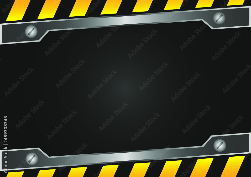 Modern black and yellow warning diagonal striped line metal background ...