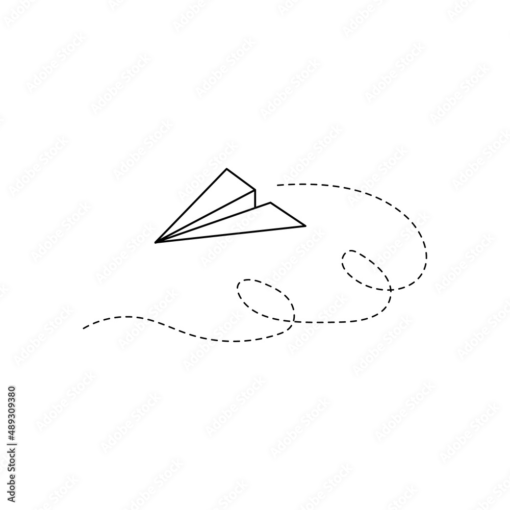 Paper airplane vector icon. Doodle outline style paper airplane. Simple ...