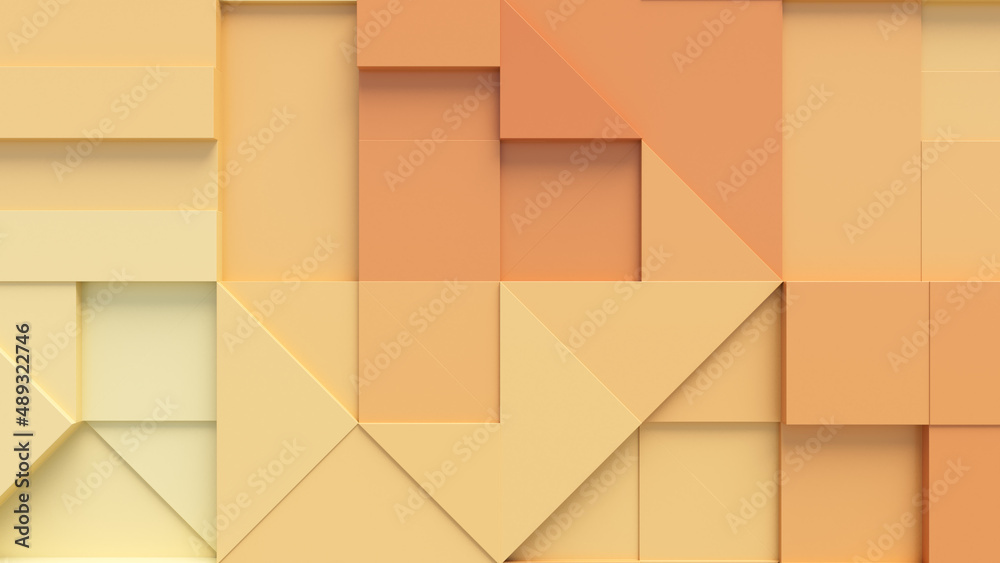 3D blocks of different shapes and sizes interlock to create a wall ...