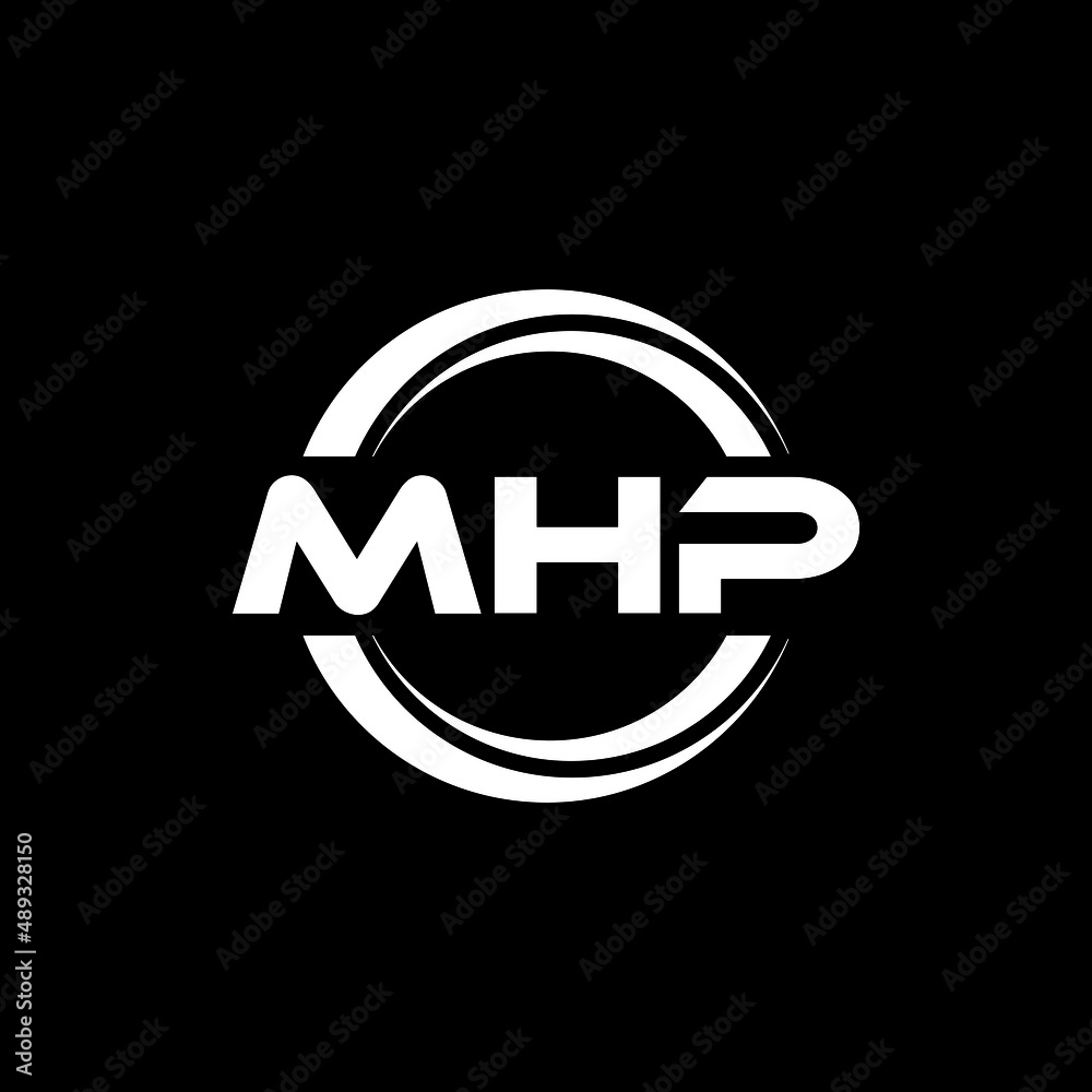MHP letter logo design with black background in illustrator, vector ...