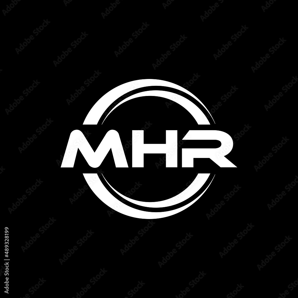 MHR letter logo design with black background in illustrator, vector ...