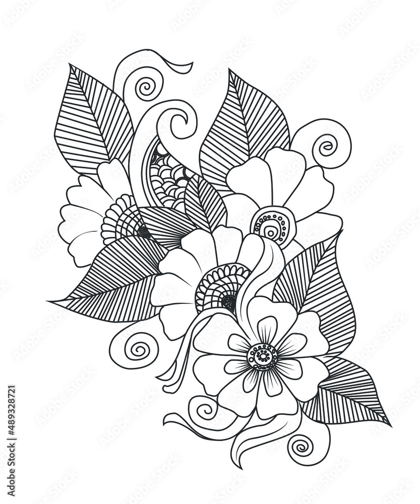 flower coloring page for relaxation coloring page for adults Stock ...