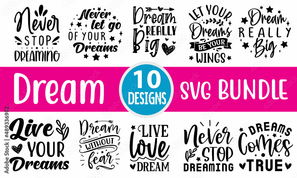 Dream SVG Bundle Cut File Stock Vector | Adobe Stock
