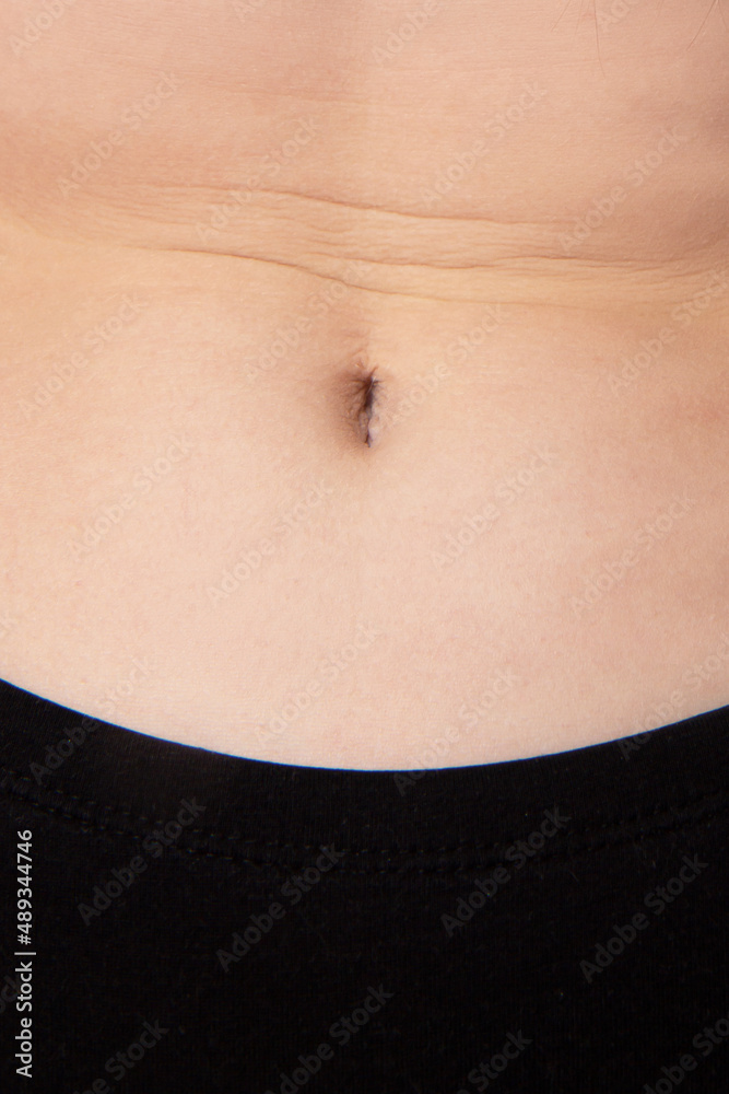 Woman belly with folds. Parts of a female body in underwear. Perfect ...