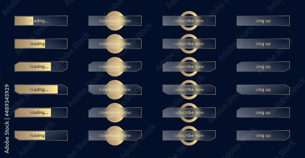 Glass morphism effect. Set of transparent frosted acrylic buttons and ...