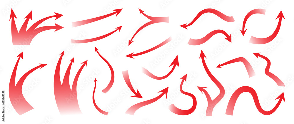 Red arrow vector set. Arrows design for infographic and map pointer ...