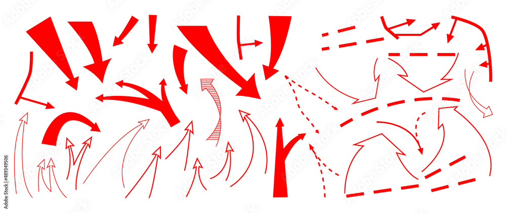 Red arrow vector set. Arrows design for infographic and map pointer ...