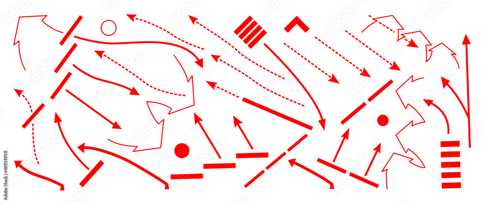 Red arrow vector set. Arrows design for infographic and map pointer ...