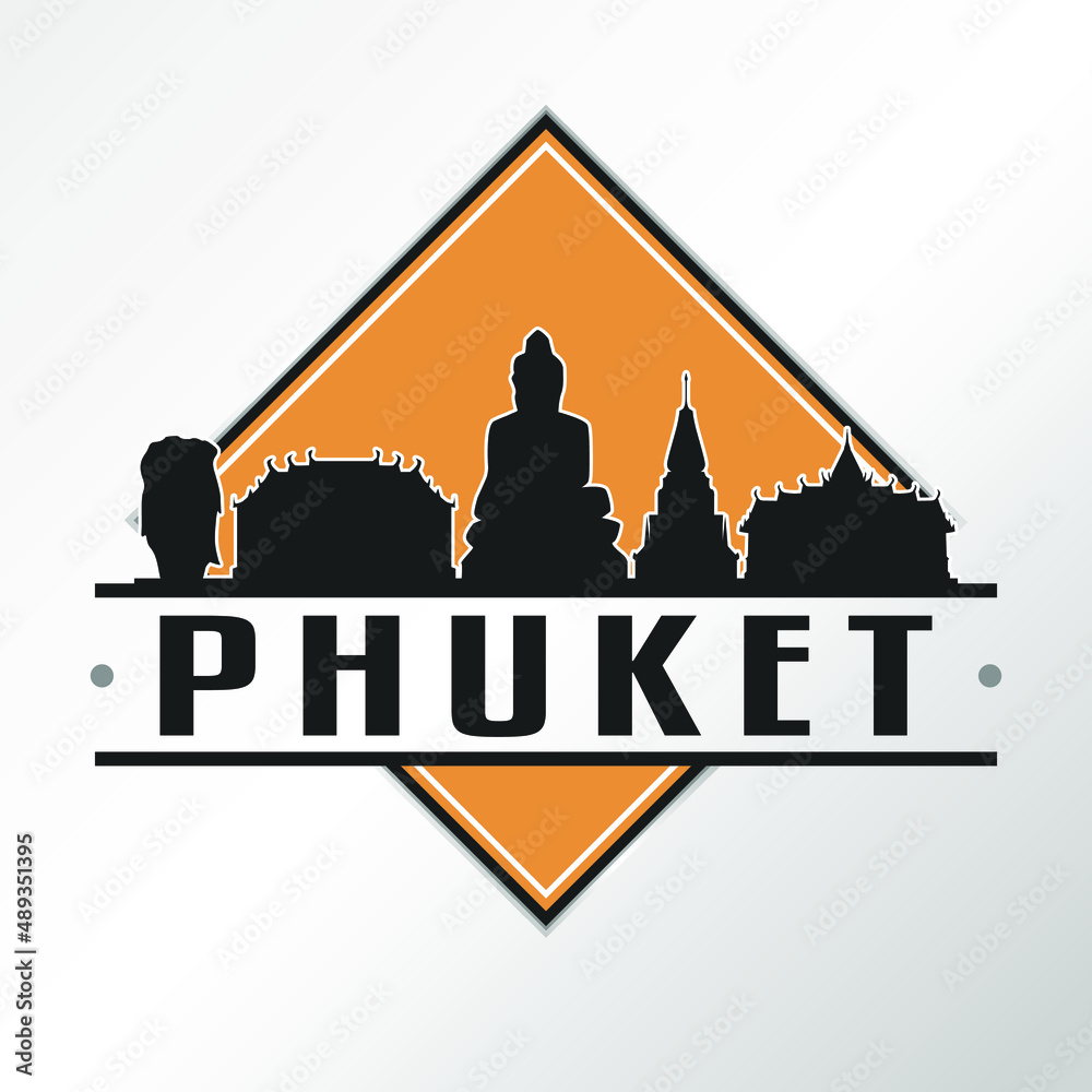 Phuket, Thailand Skyline Logo. Adventure Landscape Design Vector City ...