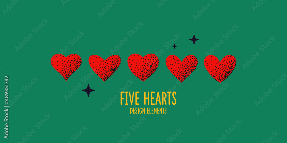 The illustration depicts a set of hearts. A template for creative and ...