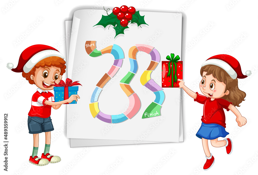Snake and ladders game template in Christmas theme Stock Vector | Adobe ...
