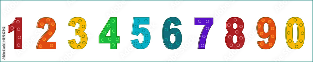 Set of colorful children's numbers. Vector illustration isolated on ...