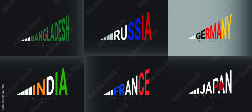 Vetor de the network logo is set in different countries. network logo ...