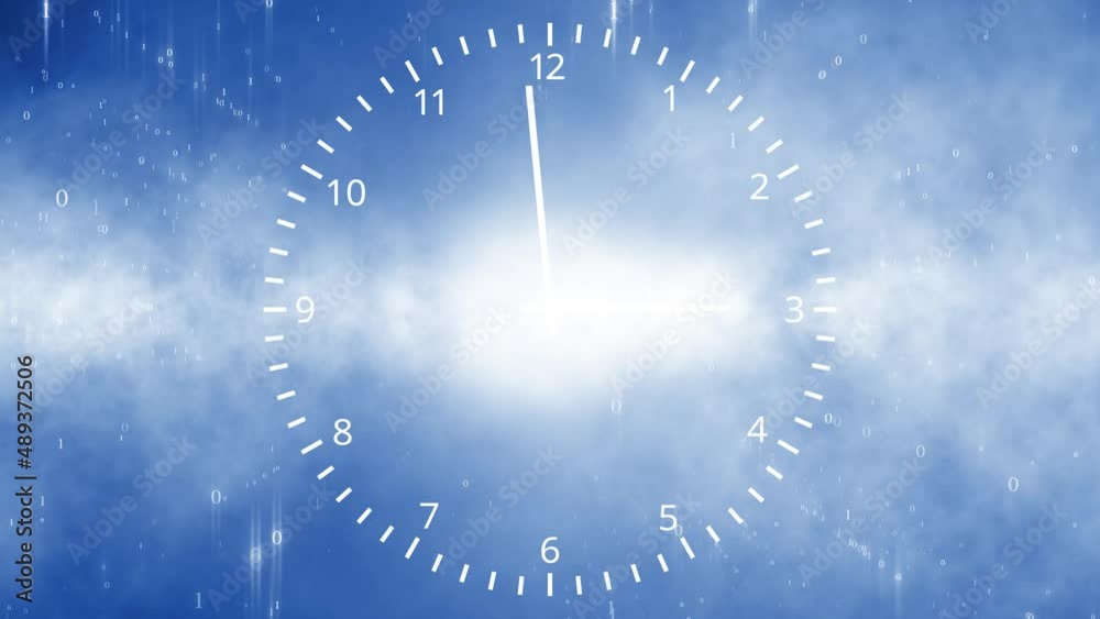 Infinity time clock movement with binary numbers data effect on bright ...