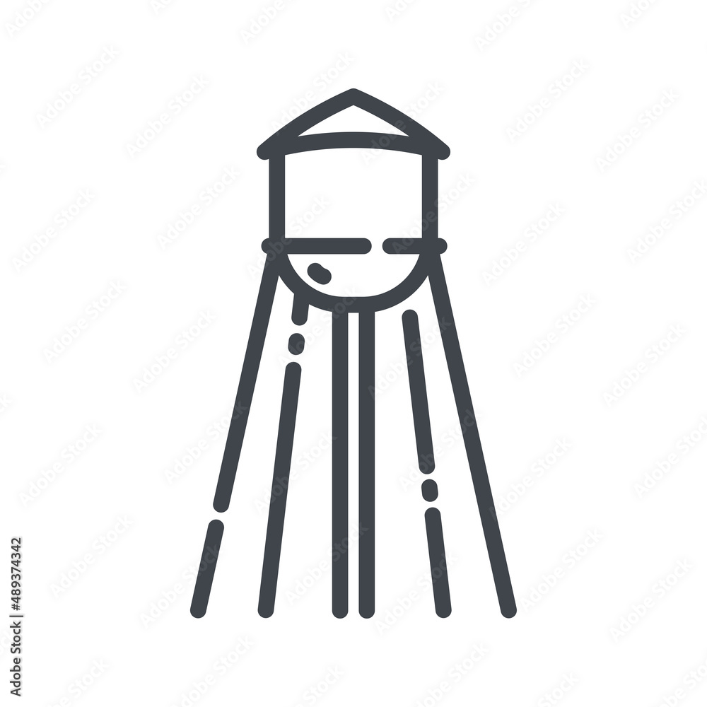 Water Tower Line icon front view isolated on white transparent ...