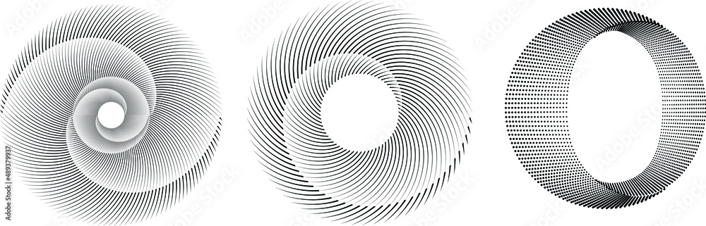 Abstract oval Lines Background with geometric circles . Vector rotating ...