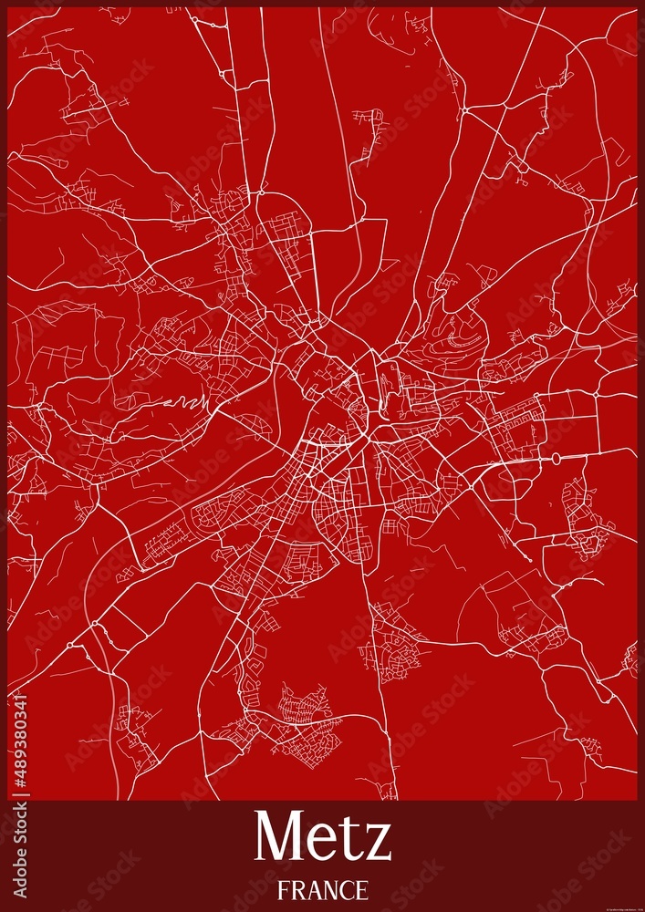 Red map of Metz France. Stock Illustration | Adobe Stock