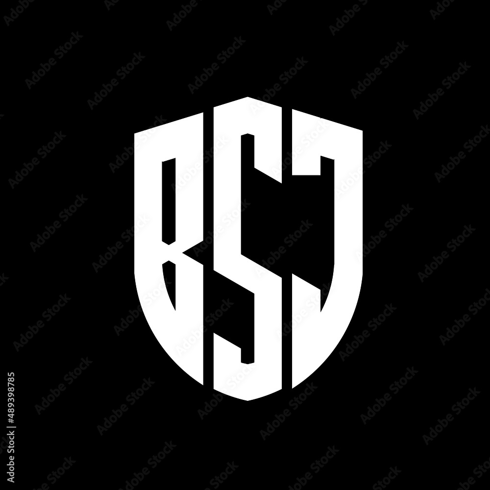 BSJ letter logo design. BSJ modern letter logo with black background ...