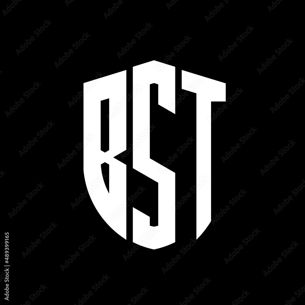 BST letter logo design. BST modern letter logo with black background ...