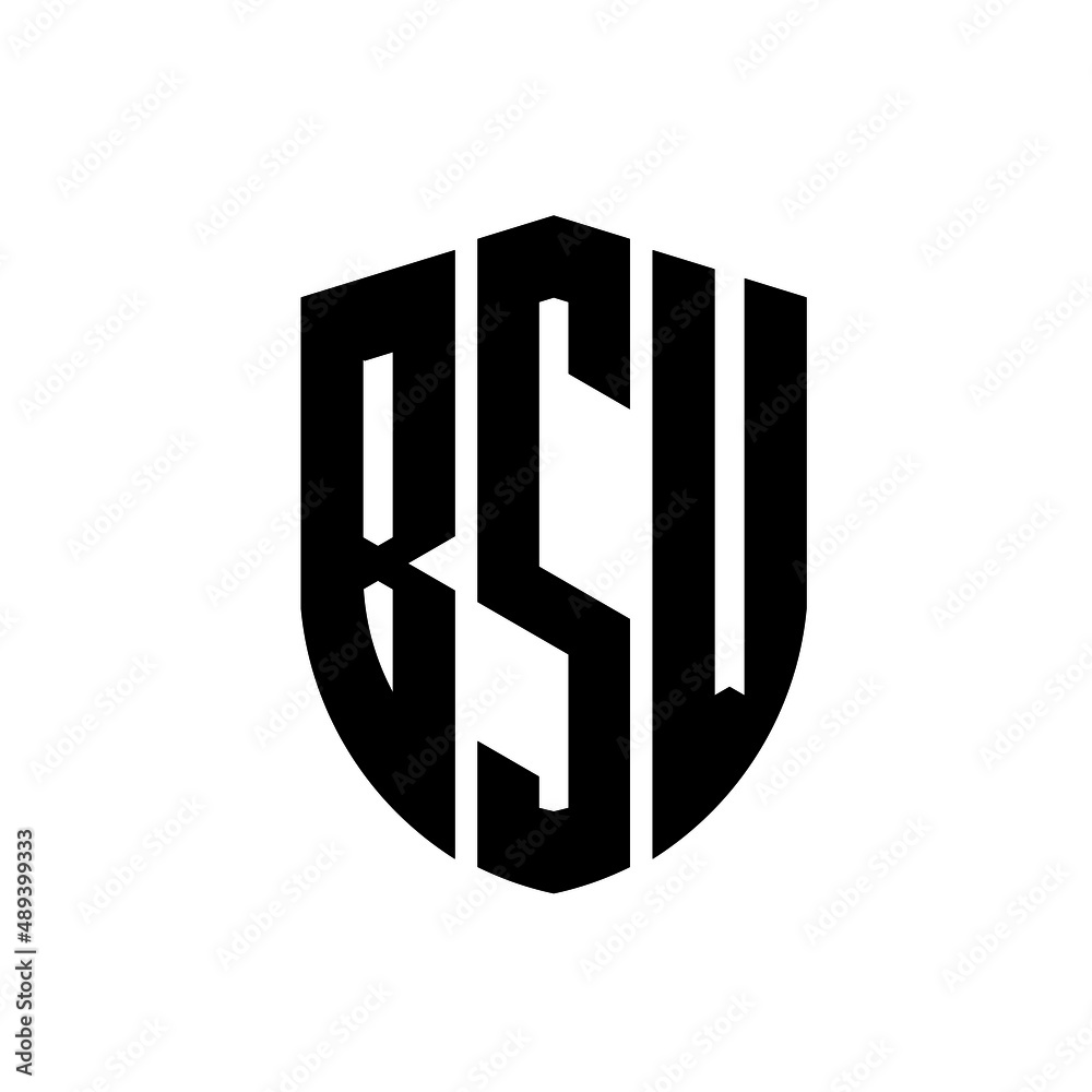 BSW letter logo design. BSW modern letter logo with black background ...