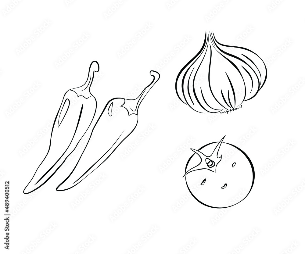 Line art, vegetables Drawing red chili Drawings, potato Vegetables ...
