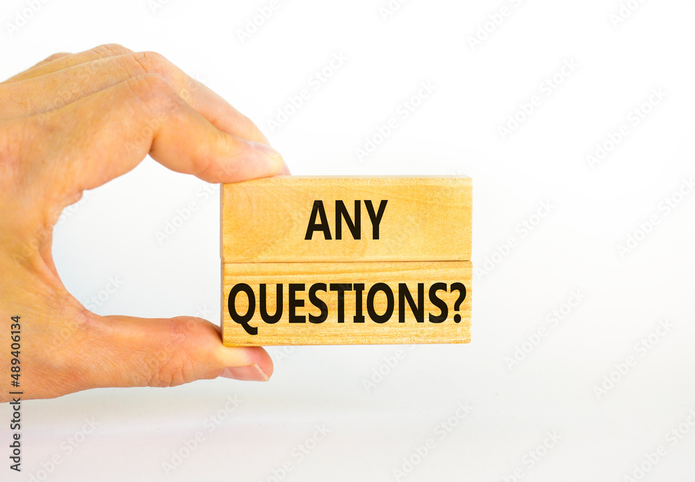Any questions symbol. Concept words Any questions on wooden blocks on a ...