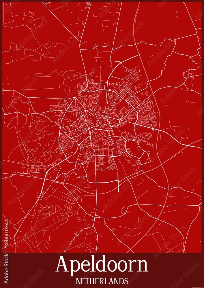 Red map of Apeldoorn Netherlands. Stock Illustration | Adobe Stock