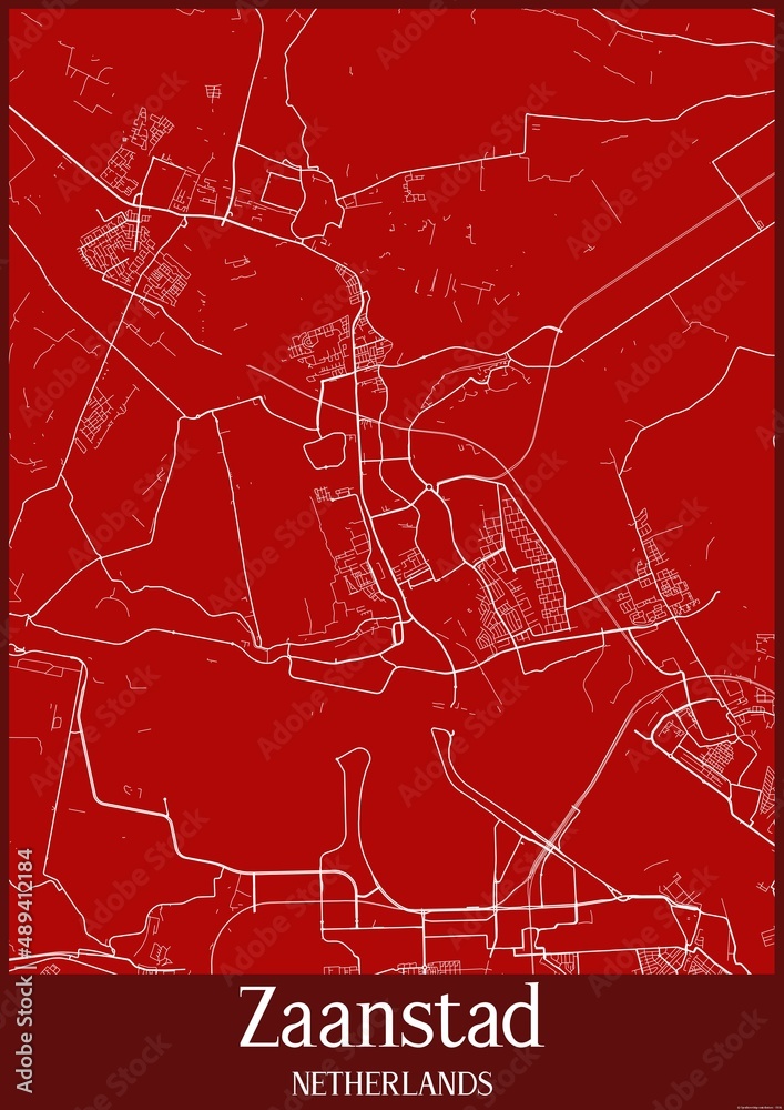 Red map of Zaanstad Netherlands. Stock Illustration | Adobe Stock
