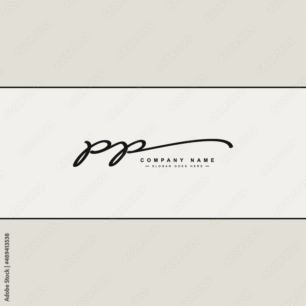 Initial Letter PP Logo, Hand Drawn Signature Logo Stock Vector | Adobe ...
