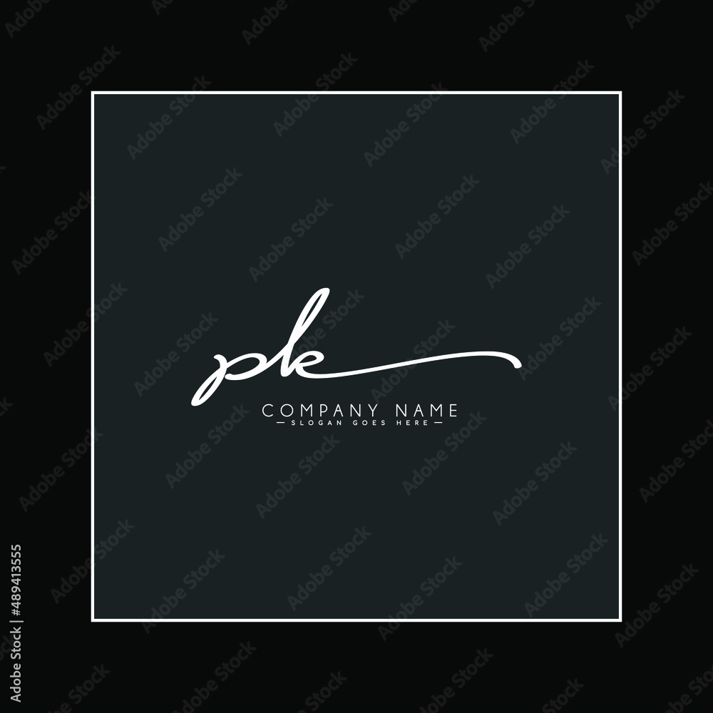 Initial Letter PK Logo, Handwritten Signature Logo Stock Vector | Adobe ...