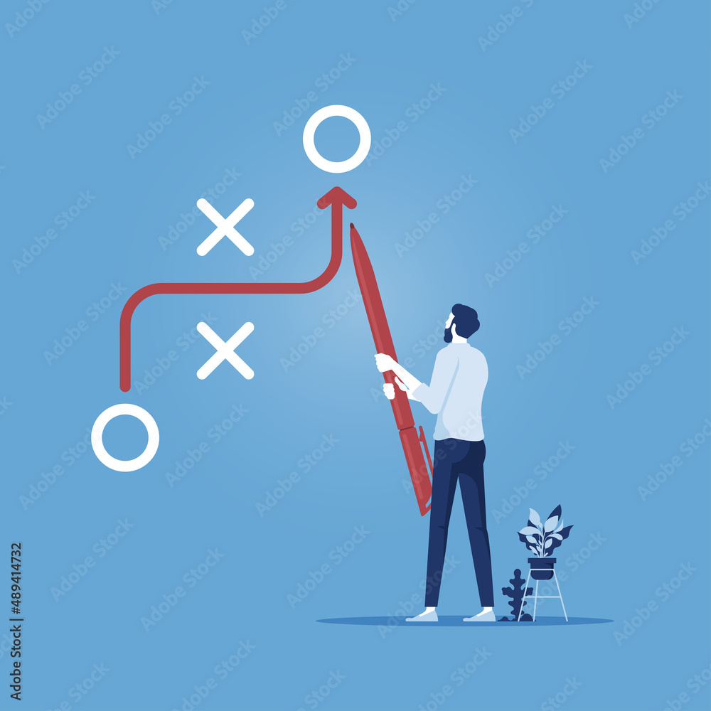 Businessman showing scheme, business presentation planning strategy ...