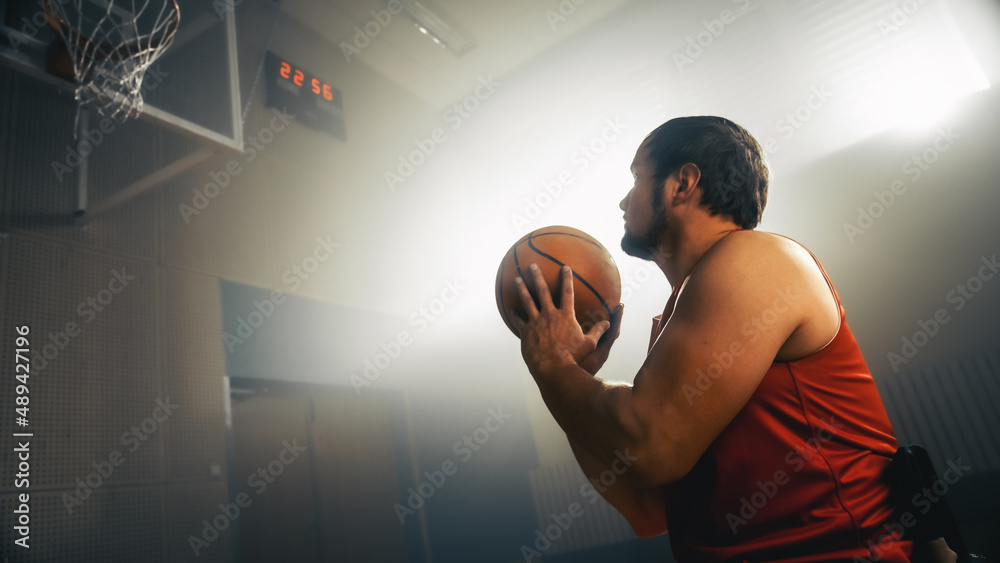 Wheelchair Basketball Player Ready to Shoot Ball Successfully and Score ...