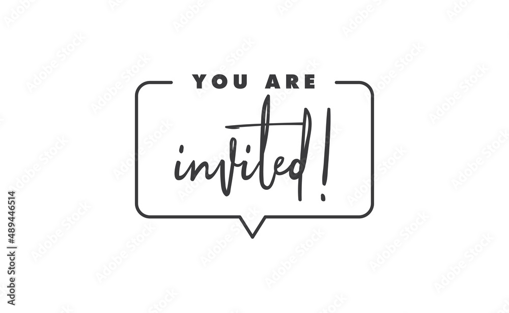 You're invited! Elegant black calligraphy. Hand drawn vector linear ...