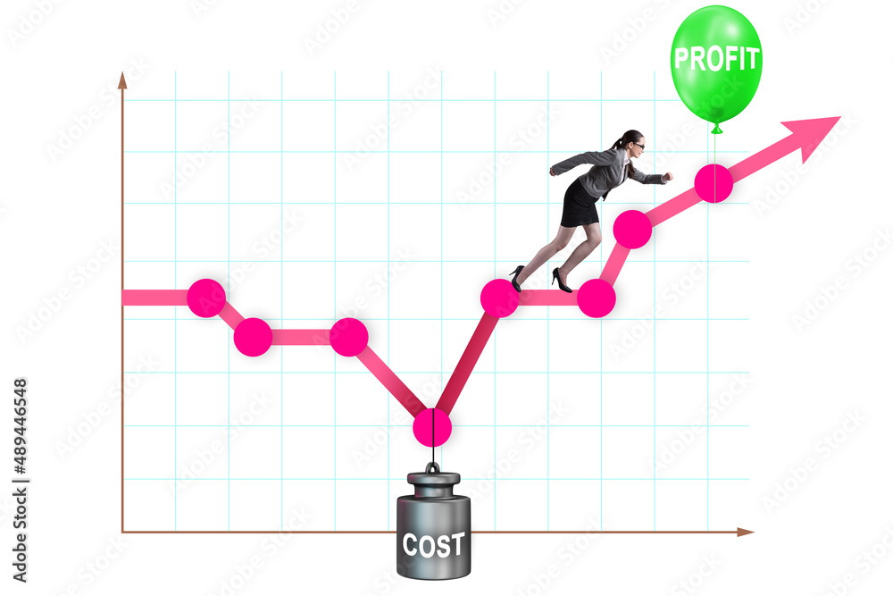 Chart with profit and cost and businessman Stock Photo | Adobe Stock
