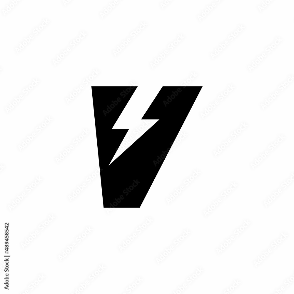 Initial letter V logo with lightning Stock Vector | Adobe Stock