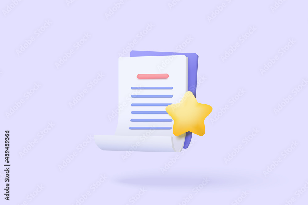 3d bookmark or favorite vector icon concept. 3d white clipboard task ...
