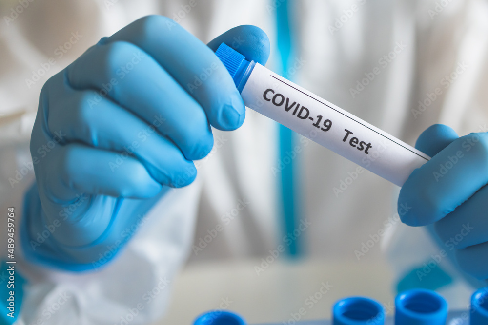 Process of coronavirus PCR antigen testing examination by nurse medic ...