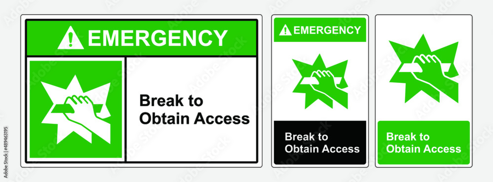 Emergency break to obtain access. Symbol Sign. Vector Illustration ...