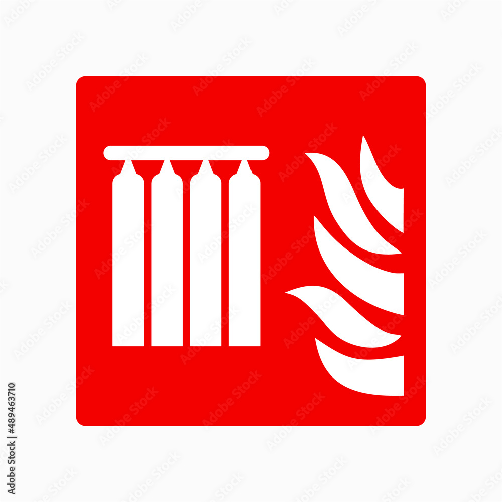 Fixed fire extinguishing battery sign. Safety sign Vector Illustration ...