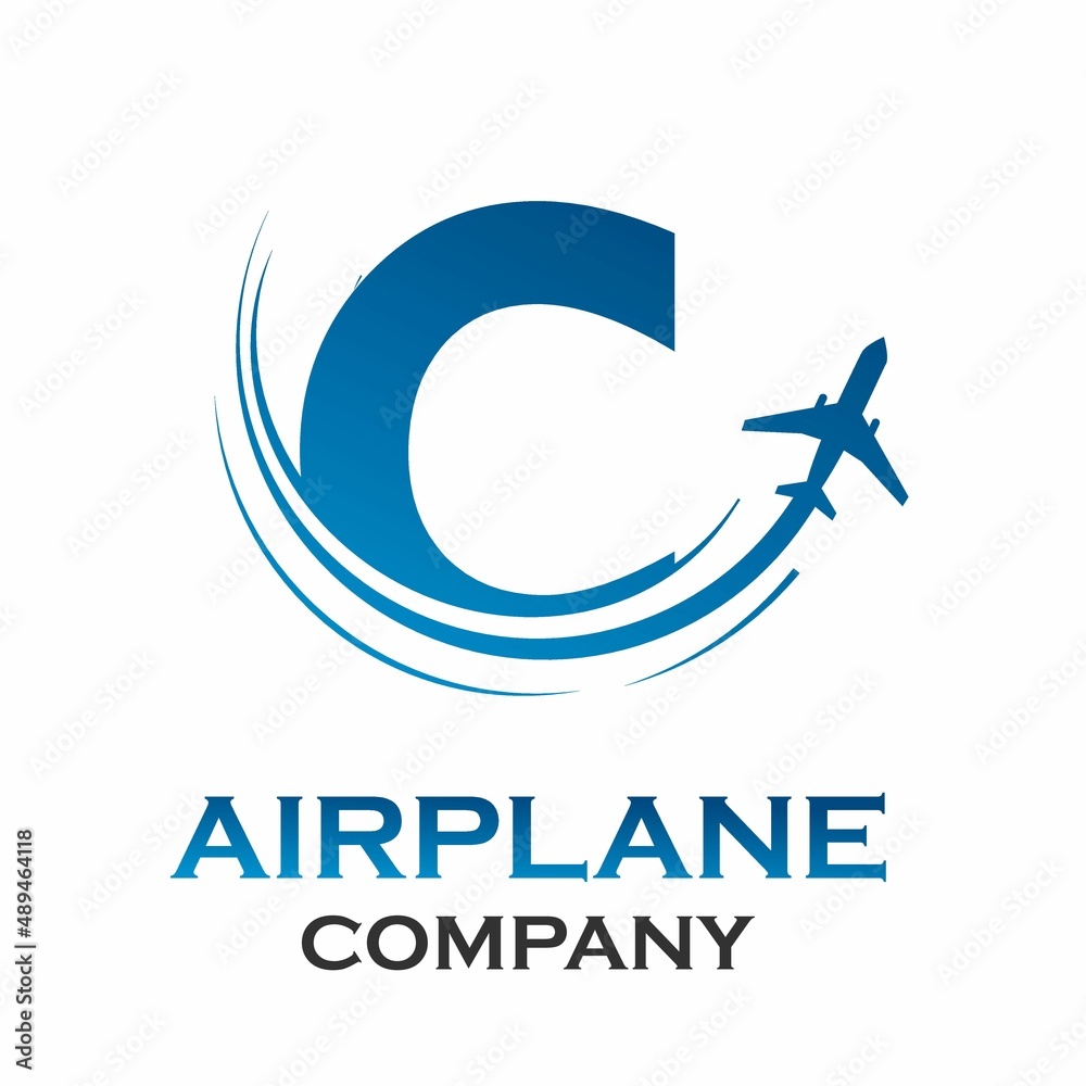 Letter c with airplane logo template illustration. suitable for ...