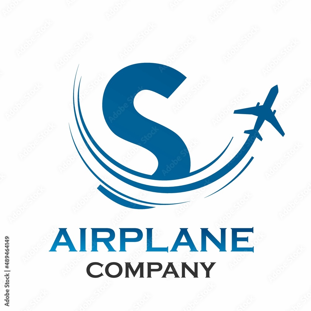 Vecteur Stock Letter s with airplane logo template illustration ...