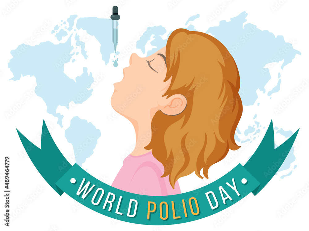 World Polio Day banner with a boy receiving oral polio vaccine Stock ...
