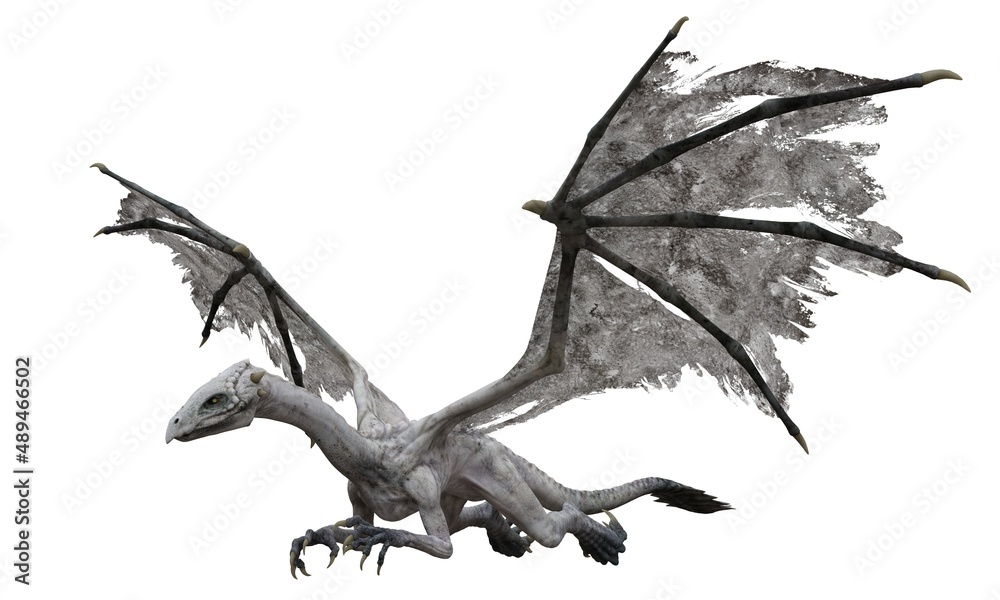Fantasy flying dragon isolated on white 3d illustration Stock ...