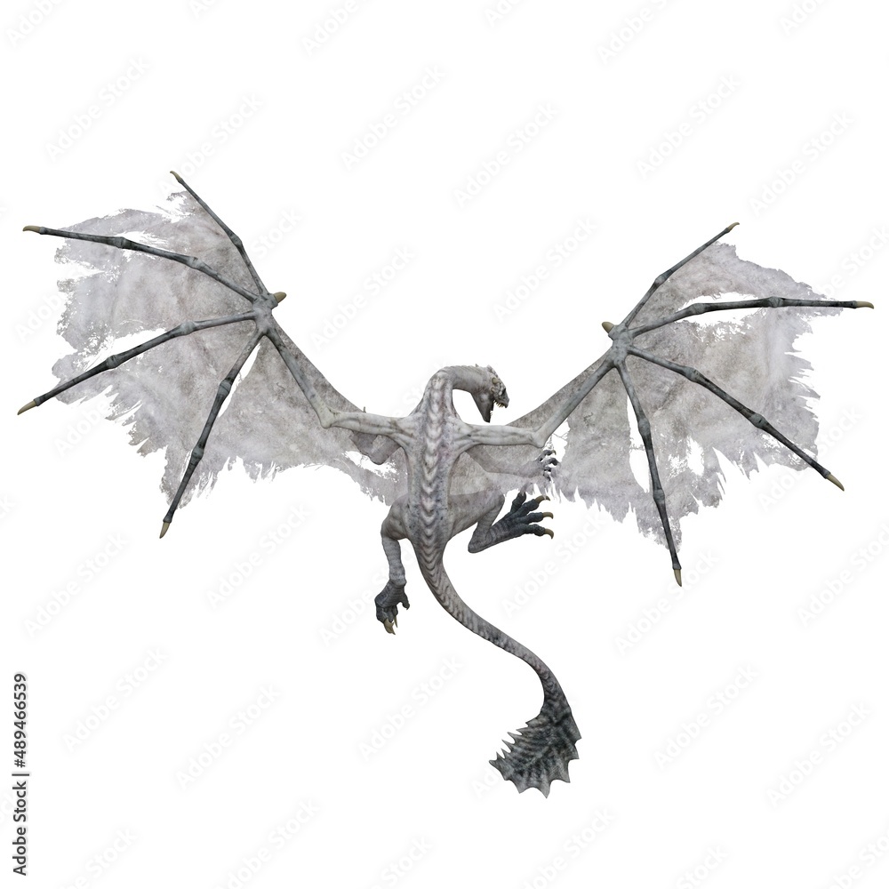 Fantasy flying dragon isolated on white 3d illustration Stock ...