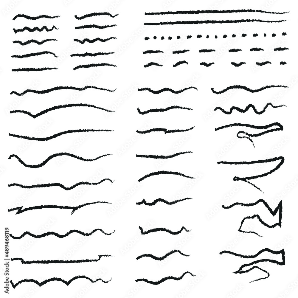 Handmade Collection Set Of Underline Vector . Doodle Style Different ...