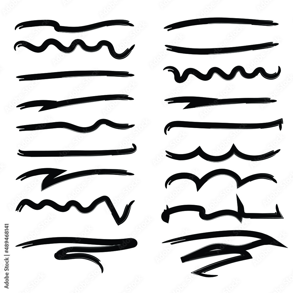 Handmade Collection Set Of Underline Vector . Doodle Style Different ...