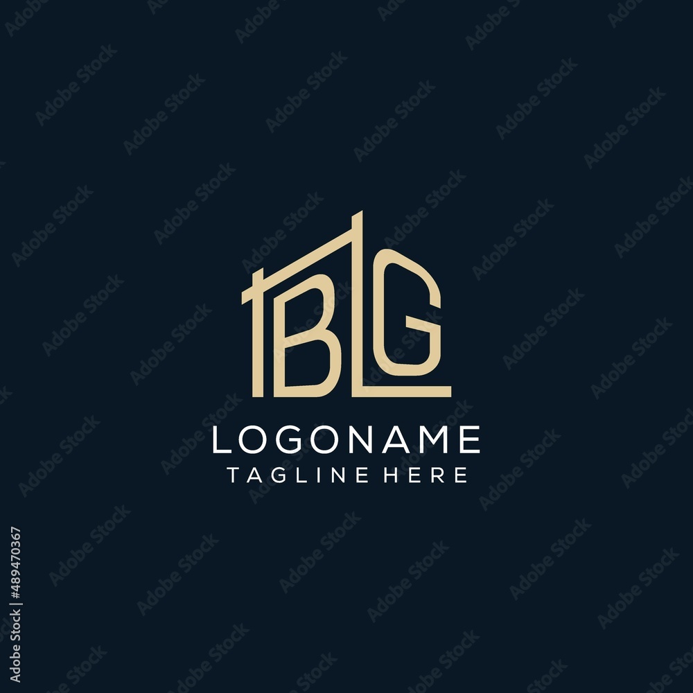 Initial BG logo, clean and modern architectural and construction logo ...
