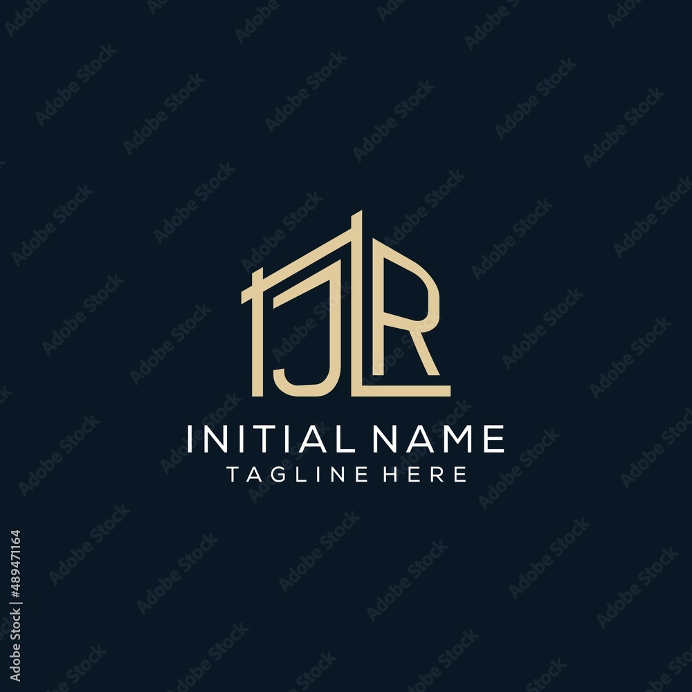 Initial JR logo, clean and modern architectural and construction logo ...